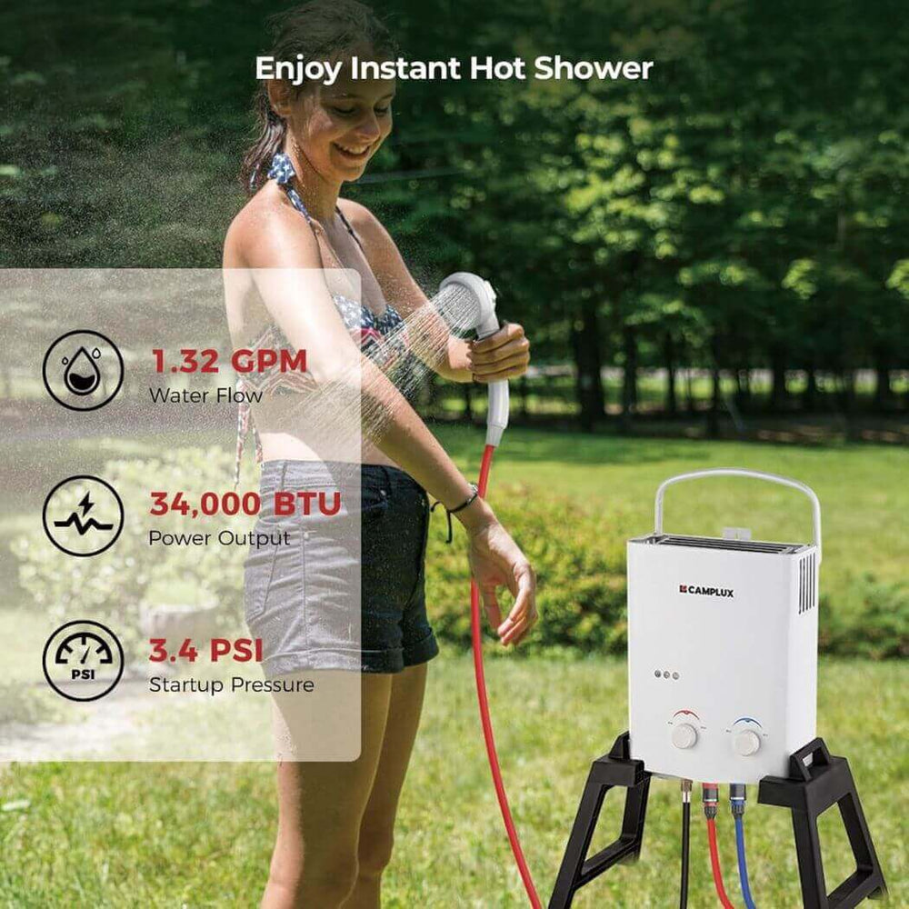 Home Camplux 1.32 GPM Outdoor Portable Propane Gas Camping Shower with ...