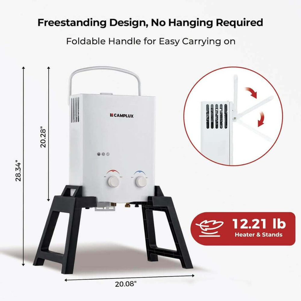 Home Camplux AY132MAX Portable Propane Water Heater, Pump Stand Kit